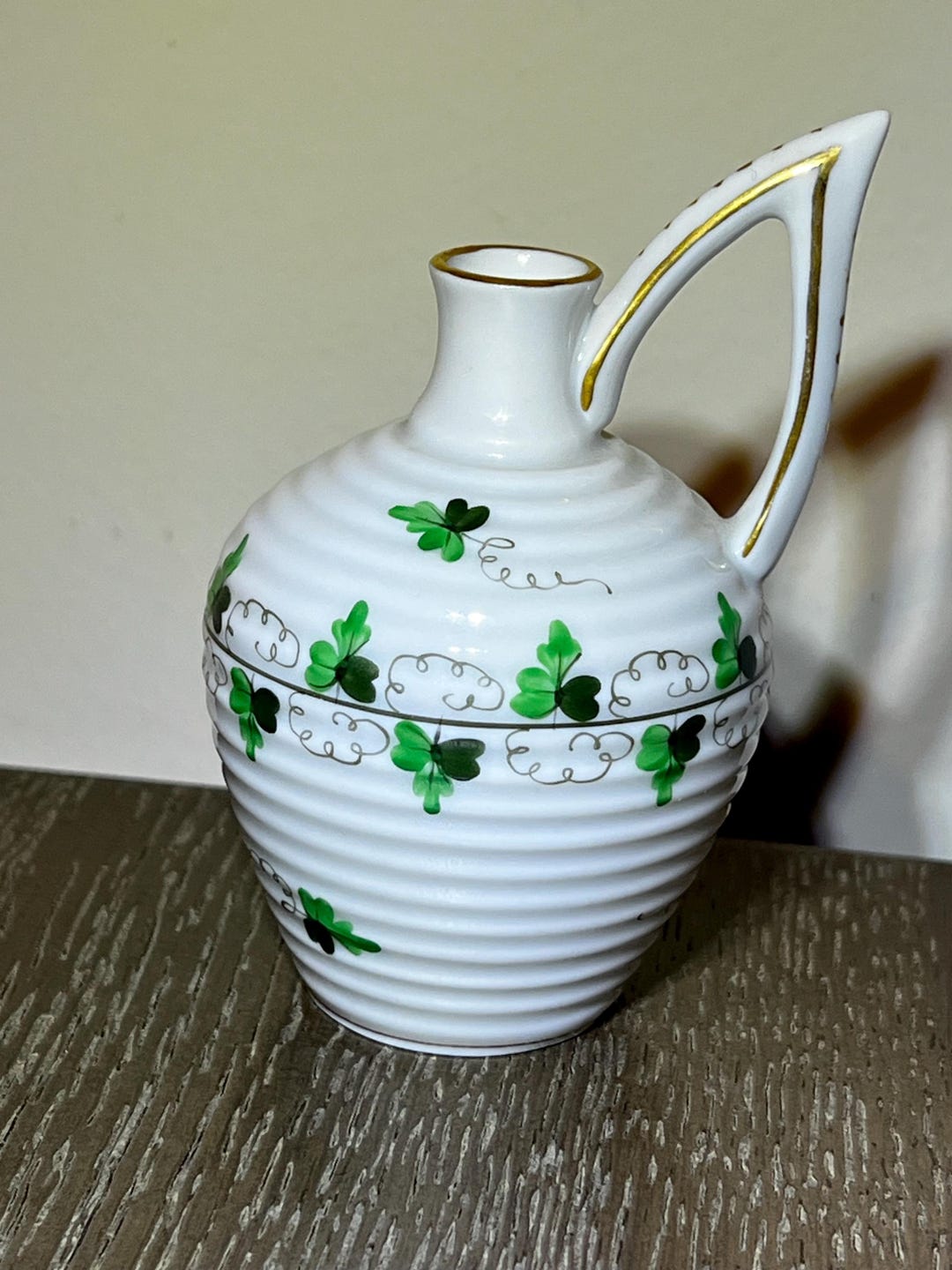 Herend Porcelain Mini-pitcher | Handpainted Green Shamrock Clover & 24k ...