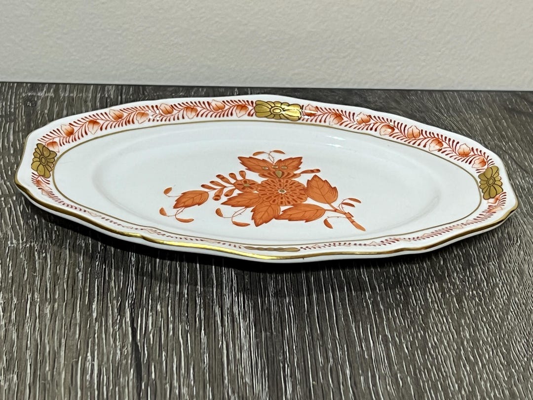 Herend Rust Chinese Bouquet Small Oval Tray - Etsy