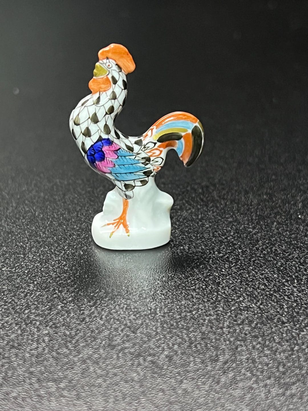 Herend Miniature Rooster Figurine Handpainted Black Fishnet W 175th ...