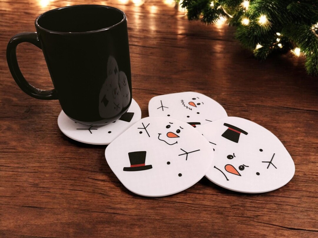 Melted Snowman Drink Coasters Set of 4 Wintery Fun Coasters for ...
