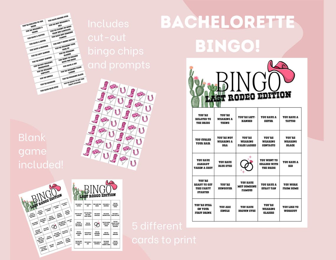Rodeo Bachelorette Party Bingo Printable | Fun Western-themed Digital ...