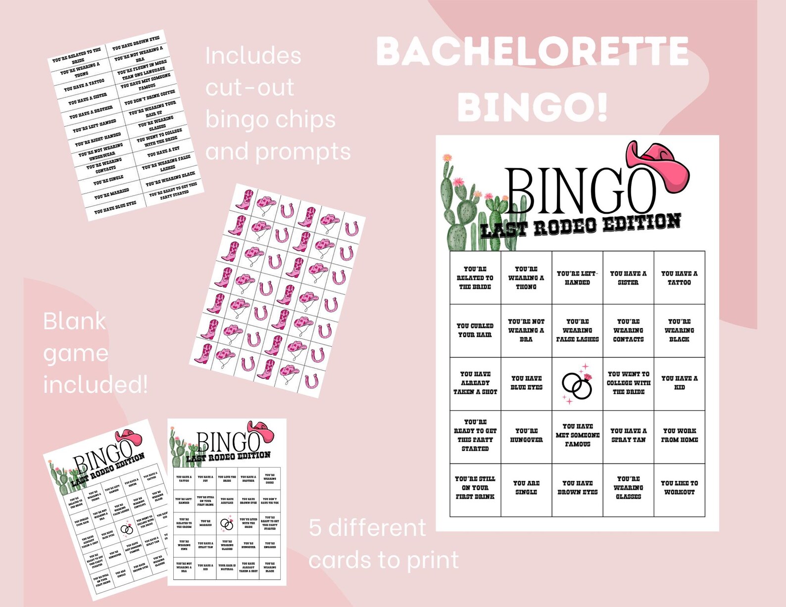 Rodeo Bachelorette Party Bingo Printable | Fun Western-themed Digital ...