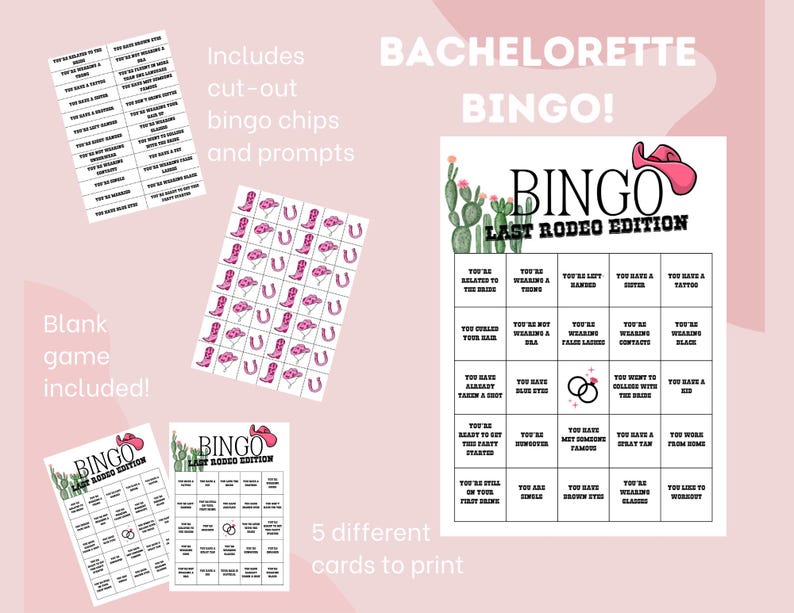 Rodeo Bachelorette Party Bingo Printable | Fun Western-themed Digital ...