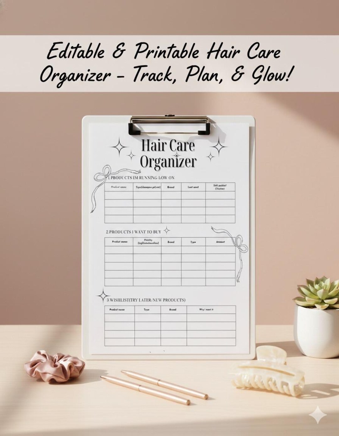Digital Hair Care Organizer | Printable & Editable Canva Template ...