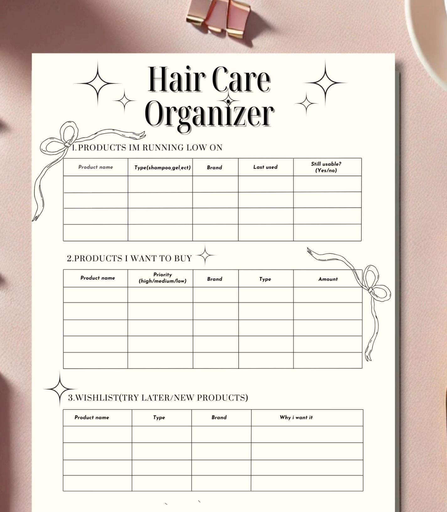 Digital Hair Care Organizer | Printable & Editable Canva Template ...