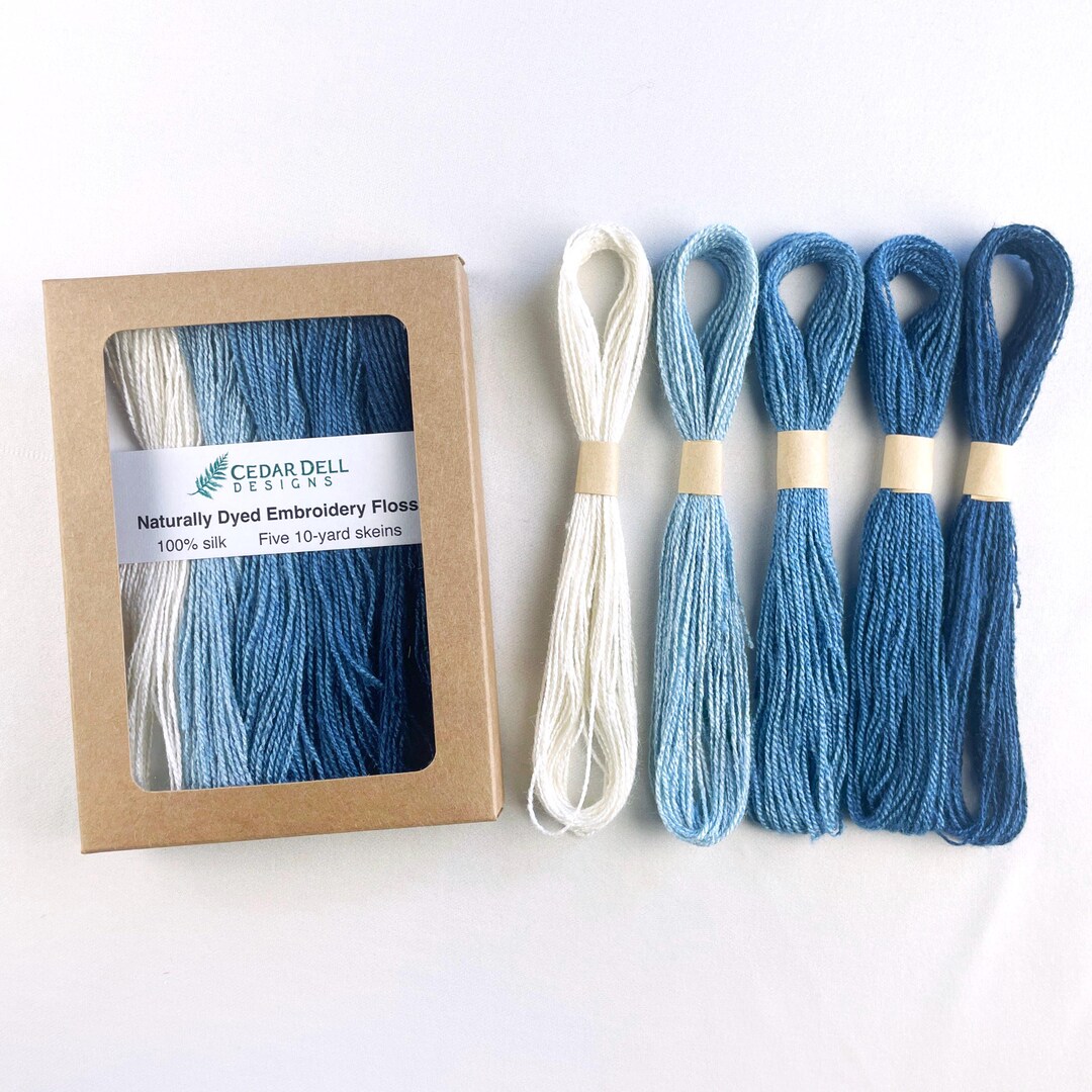 Indigo Dyed Silk Embroidery Floss: Sashiko Thread, Set of 5 - Etsy