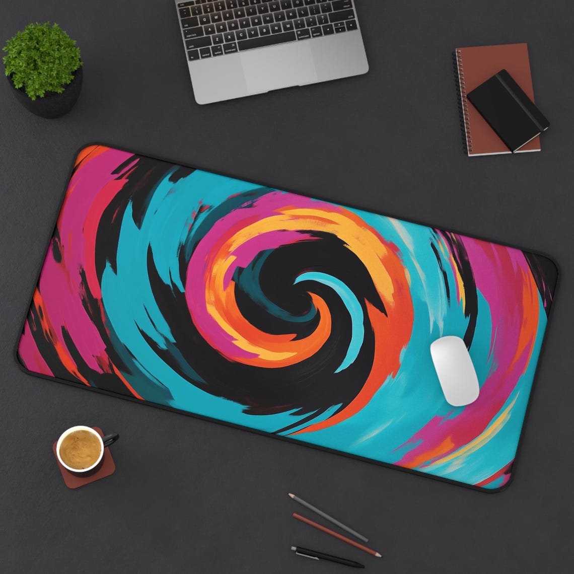 Vibrant Swirl Mouse Pad, Desk Mat, Colorful Mouse Pad, Artistic Office ...