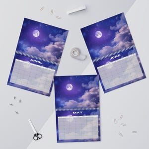 Celestial Wall Calendar, Starry Night Planner, Moon Phase Organizer ...