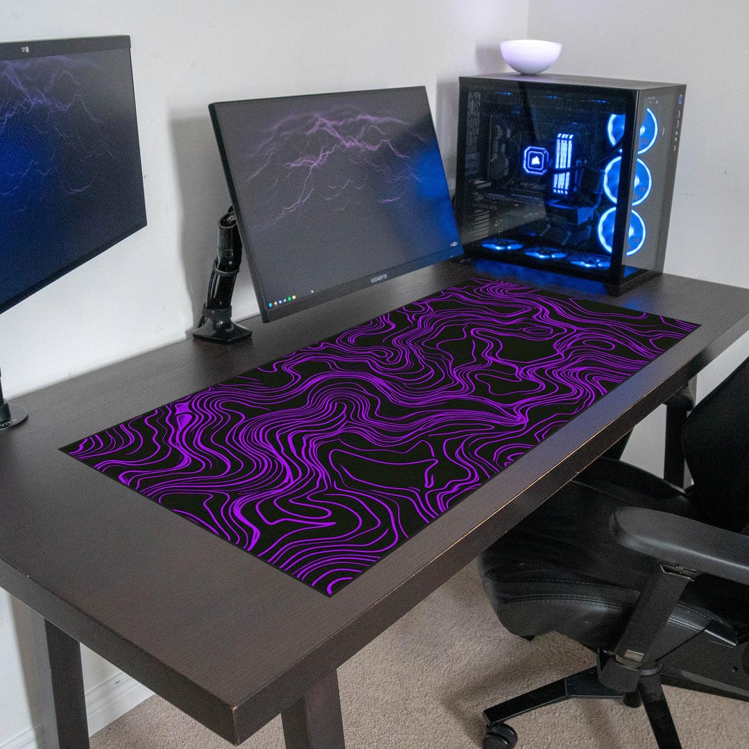 Abstract Purple & Black Mouse Pad | Modern Office Decor, PC Gaming ...