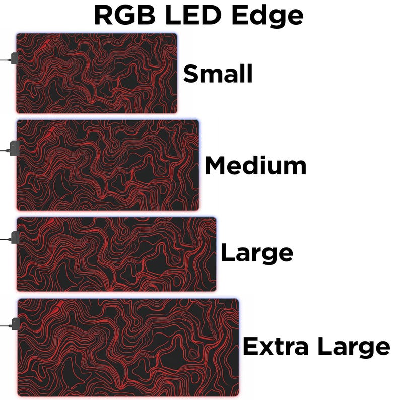 Topography Abstract Red & Black Mouse Pad | Modern Office Decor, Gaming ...