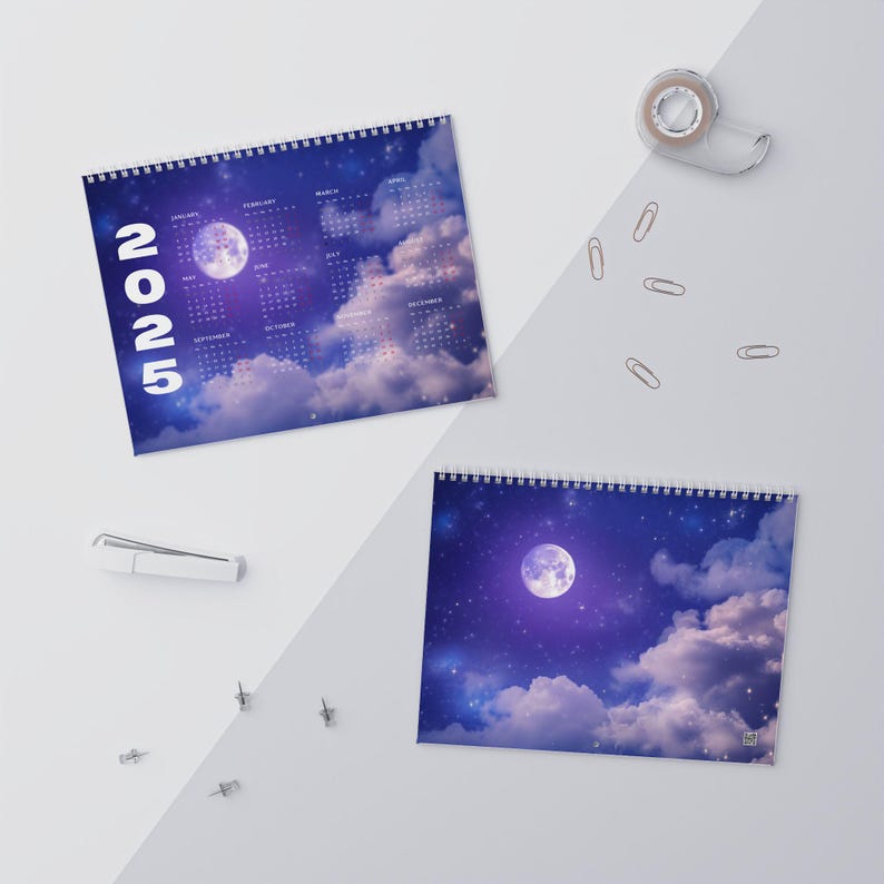Celestial Wall Calendar, Starry Night Planner, Moon Phase Organizer ...