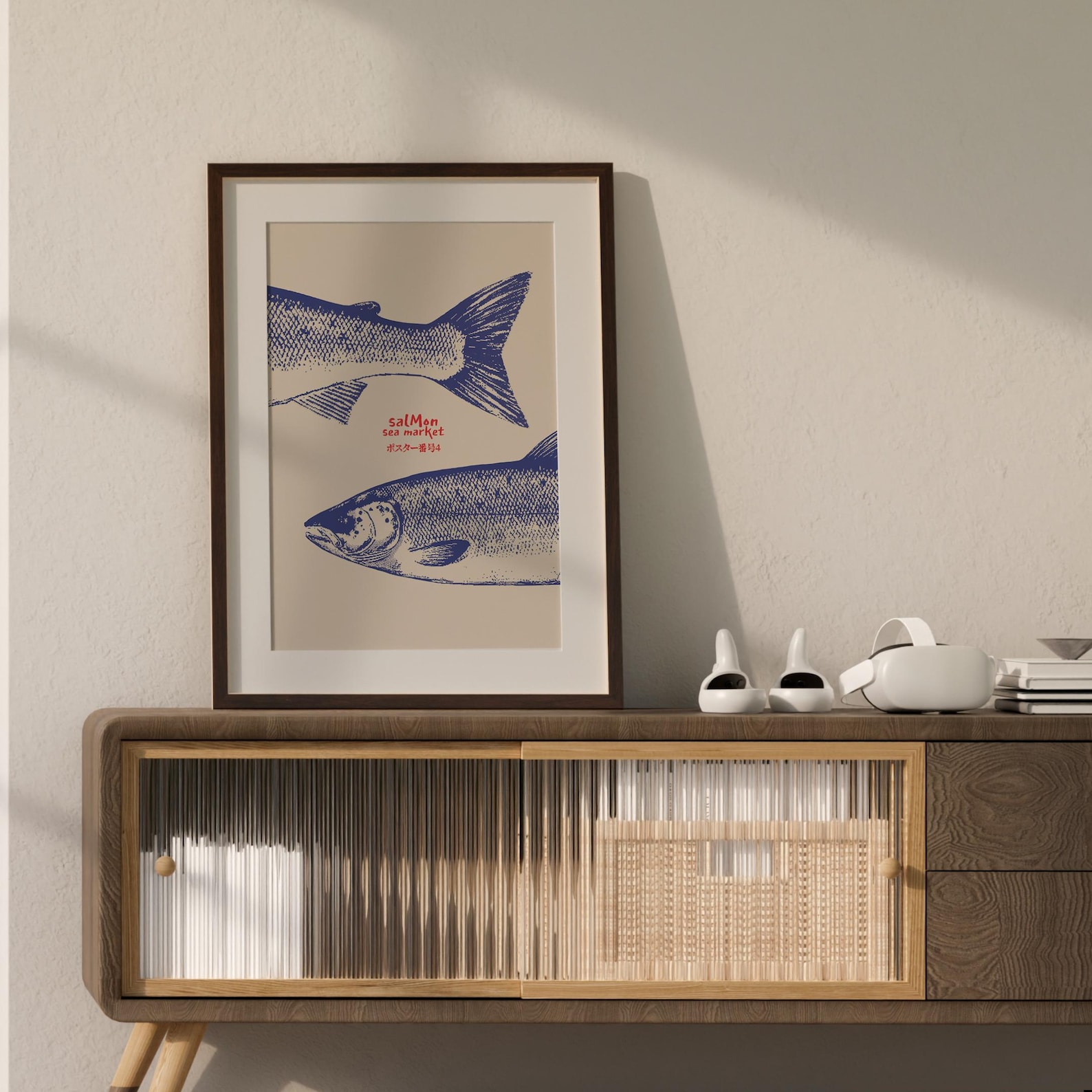 Salmon Poster Art - Retro Salmon Wall Art Fish Print Retro Vintage ...