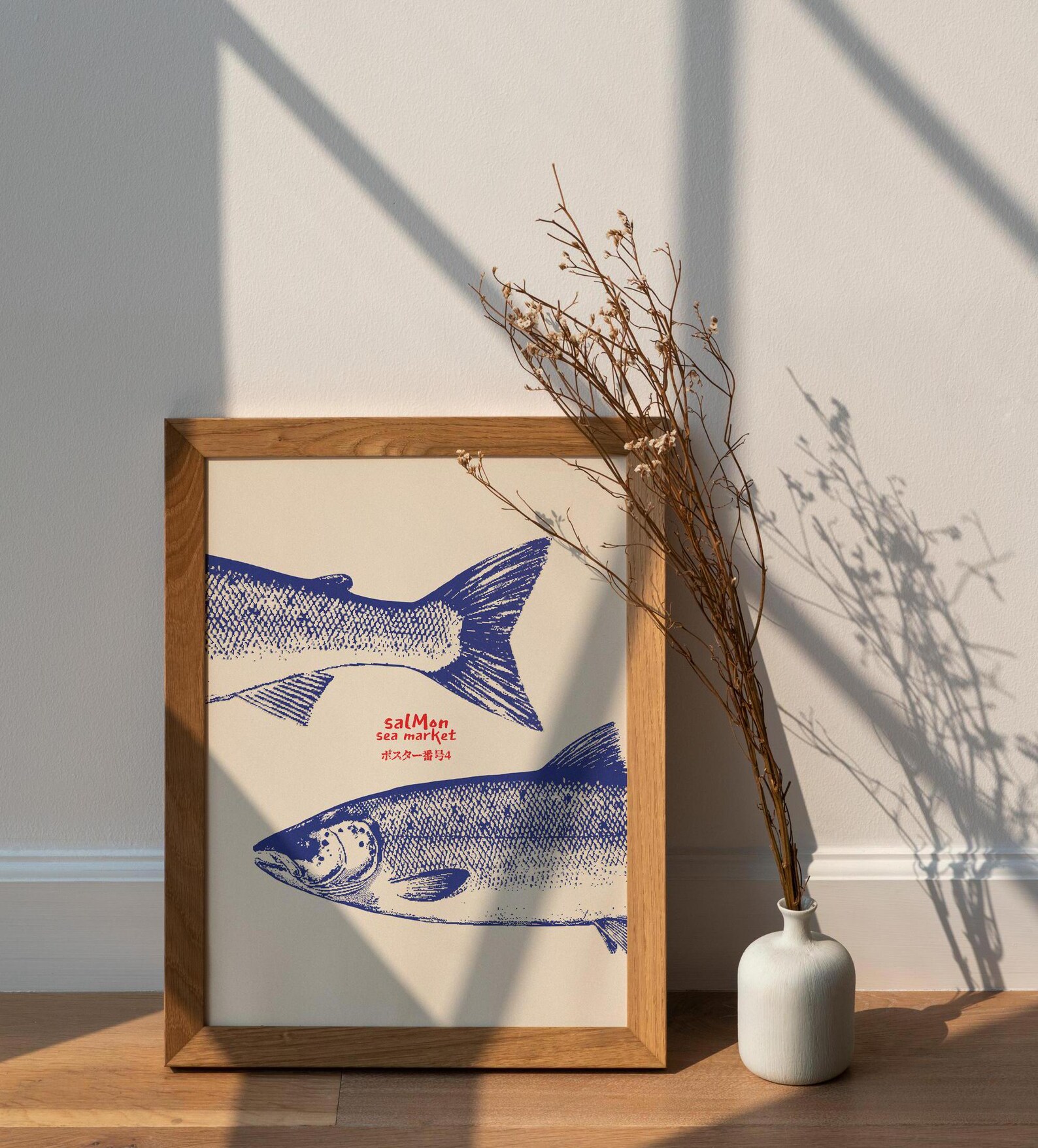 Salmon Poster Art - Retro Salmon Wall Art Fish Print Retro Vintage ...