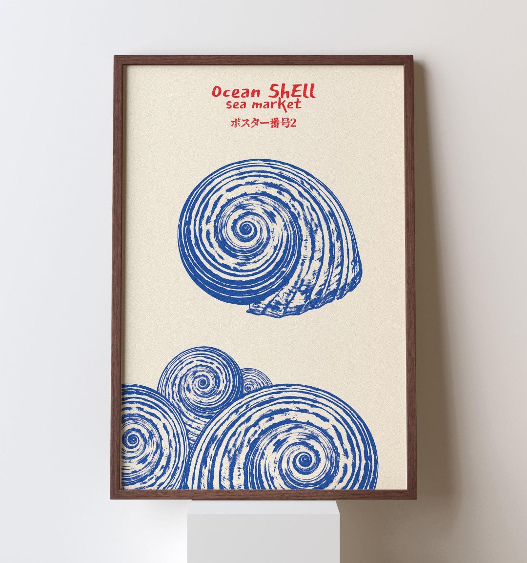 Sea Shell Poster Japanese Art- Retro Sea Shells Wall Art Sea Market ...