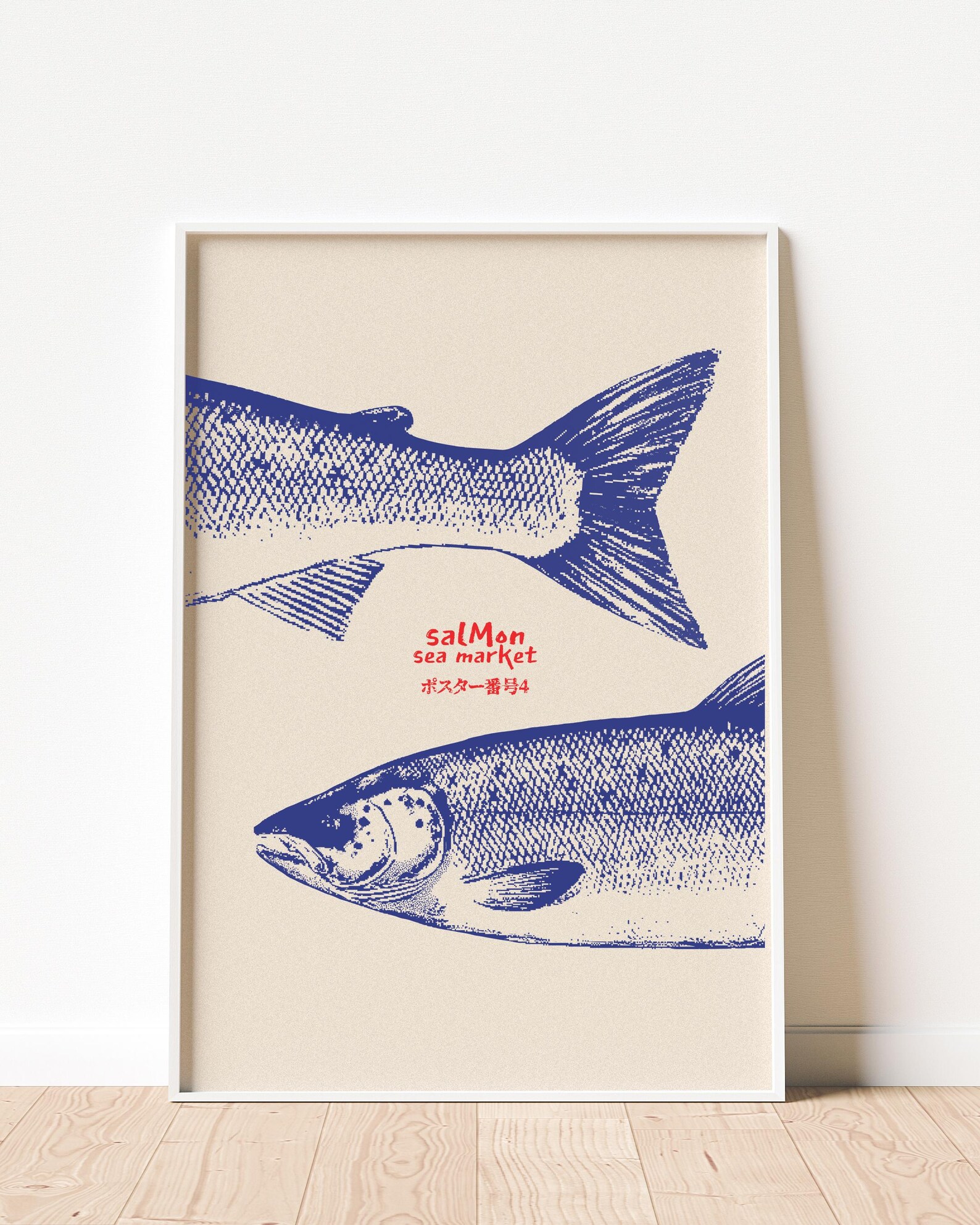 Salmon Poster Art - Retro Salmon Wall Art Fish Print Retro Vintage ...