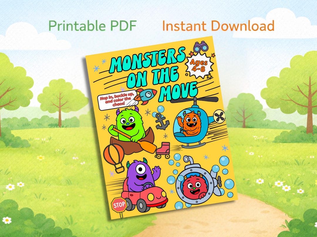 Monsters on the Move Coloring Book for Kids Ages 4–8 | Monster Vehicles ...