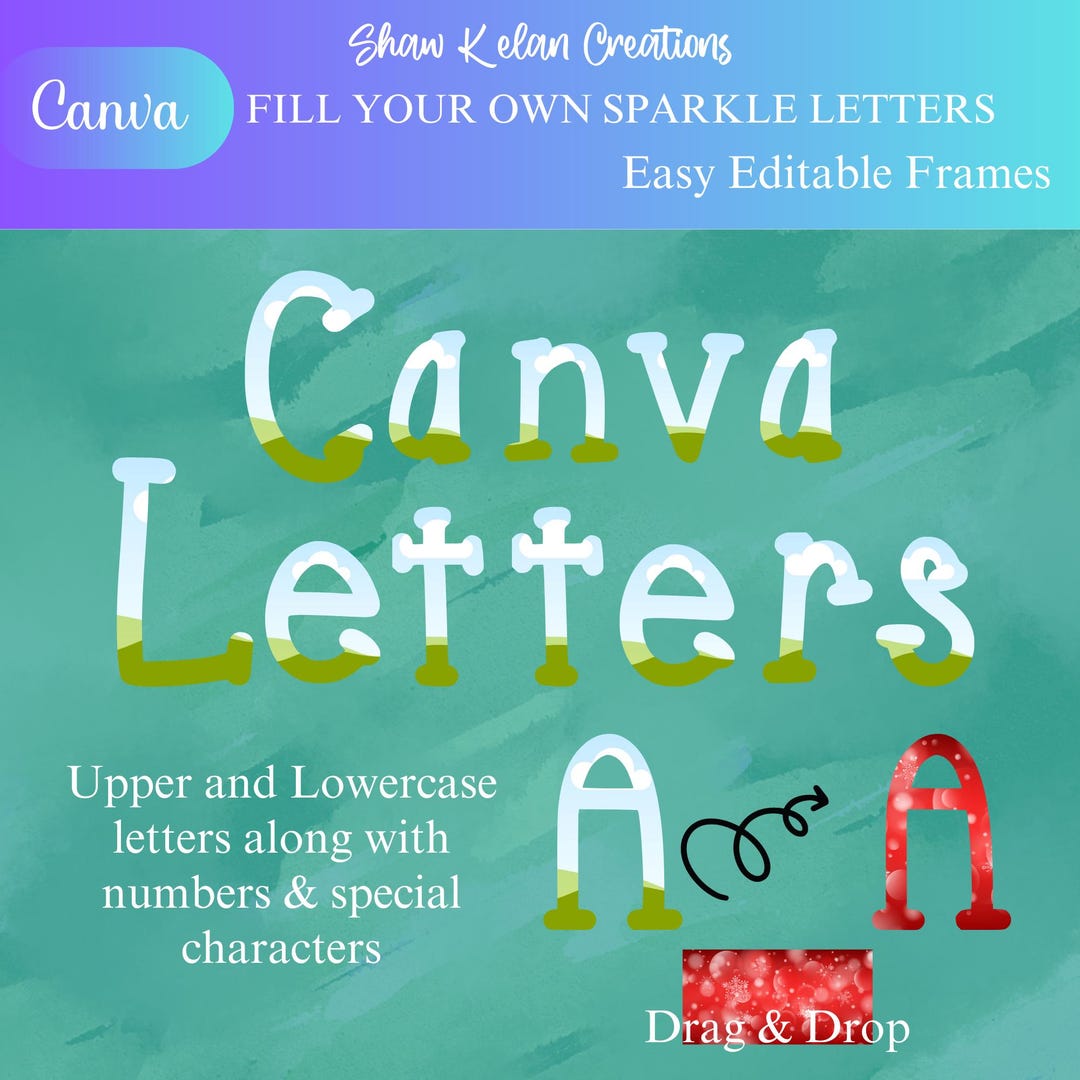 Sparkle Letters Canva Template: Fillable Alphabet Font (digital ...