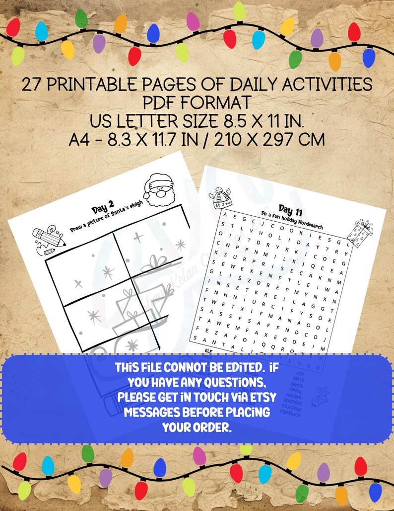 Printable Advent Calendar for Kids | 24 Days of Awesome Activities ...