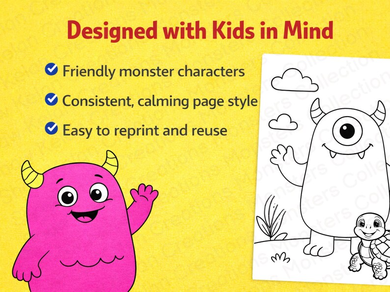 Monster Mash Coloring Pages for Kids 4–8 | Cute Monster Coloring Book ...