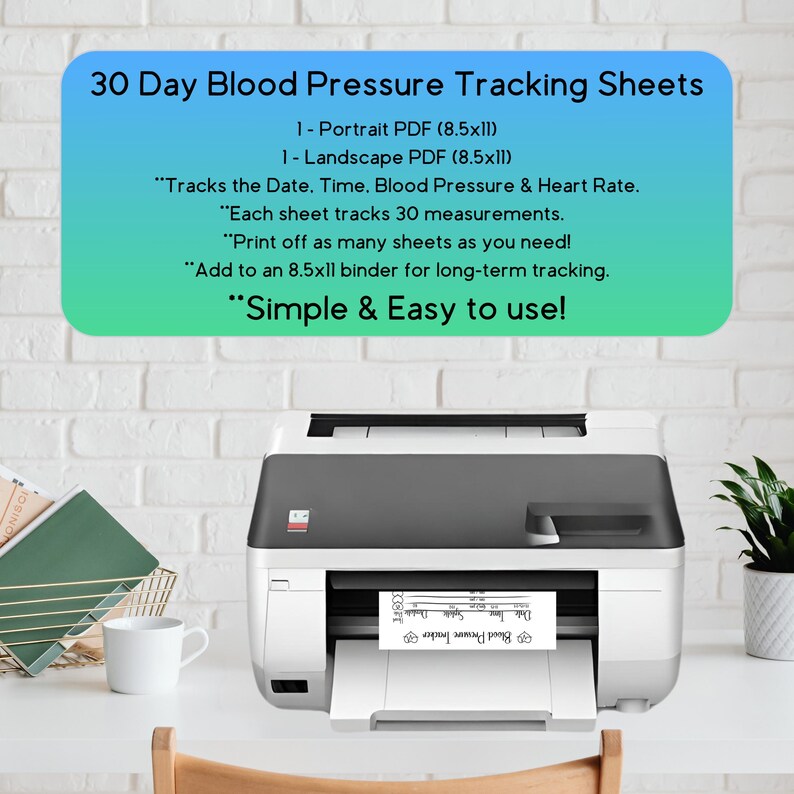 Printable Blood Pressure Log | Blood Pressure Tracker | BP Tracker ...