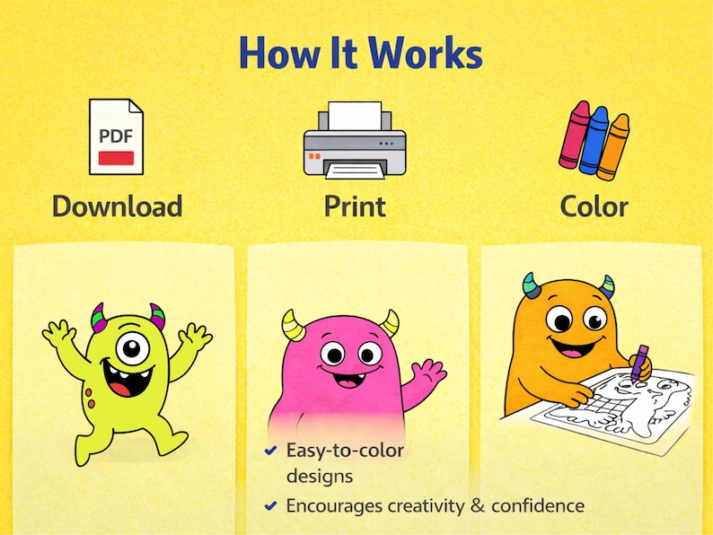 Monster Mash Coloring Pages for Kids 4–8 | Cute Monster Coloring Book ...