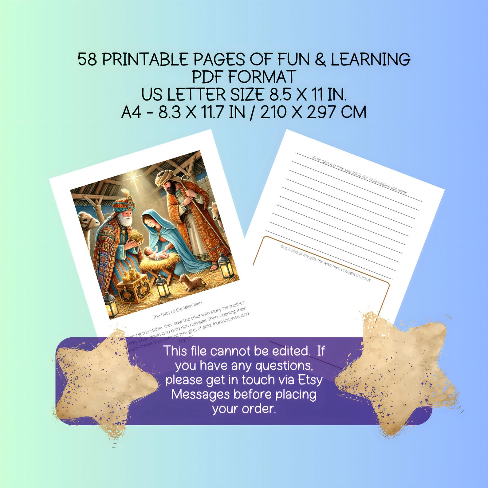 Printable Nativity Advent Calendar: Kids' Christmas Crafts (PDF) - Etsy