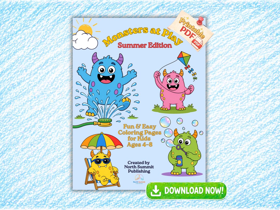 Monsters at Play Summer Coloring Book for Kids Ages 4-8 (PDF Download ...