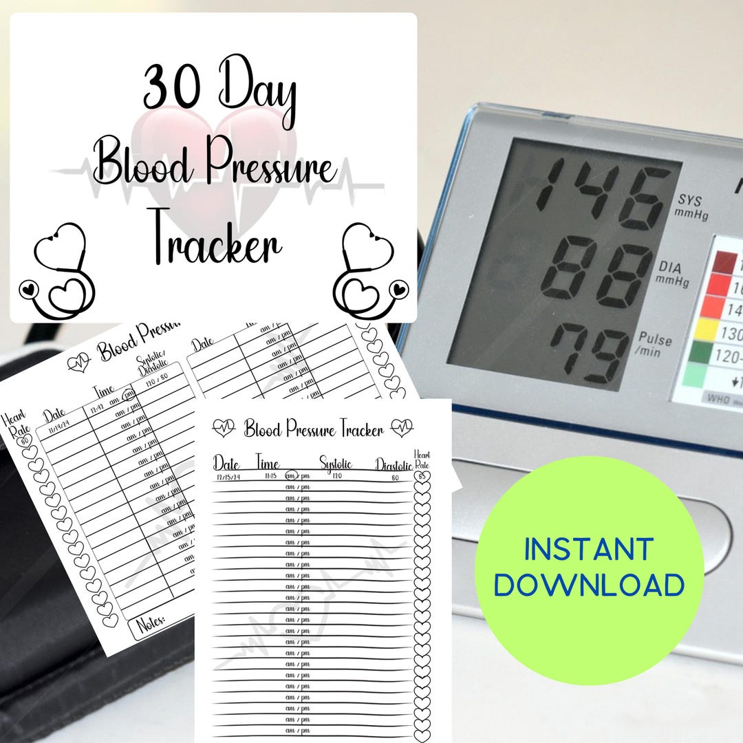 Printable Blood Pressure Log | Blood Pressure Tracker | BP Tracker ...