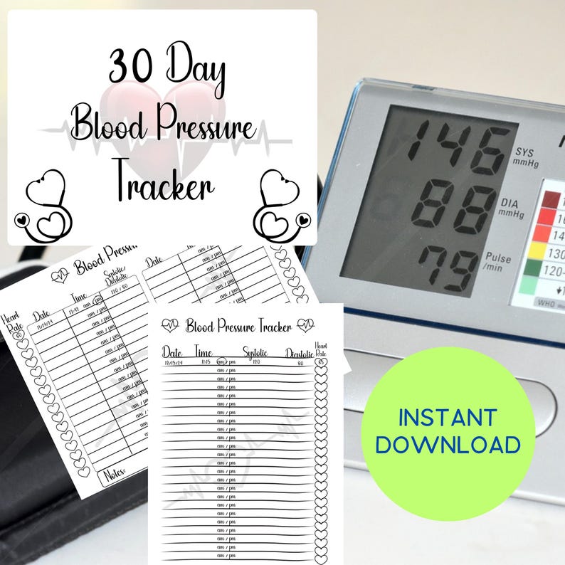 Printable Blood Pressure Log | Blood Pressure Tracker | BP Tracker ...