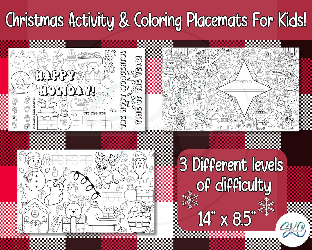 Holiday Coloring Placemats |kids Coloring Placemats |homeschool ...