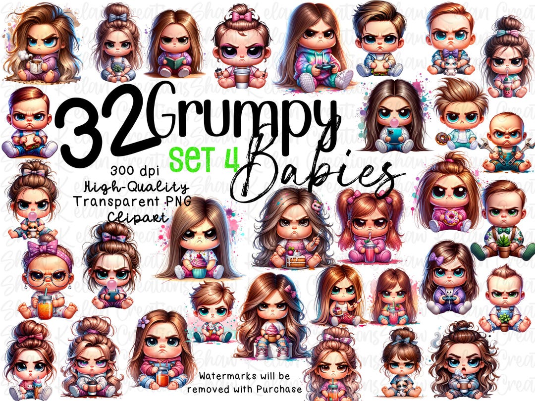 Grumpy Babies Clipart Set: Funny Sassy Baby PNG (digital Download) - Etsy