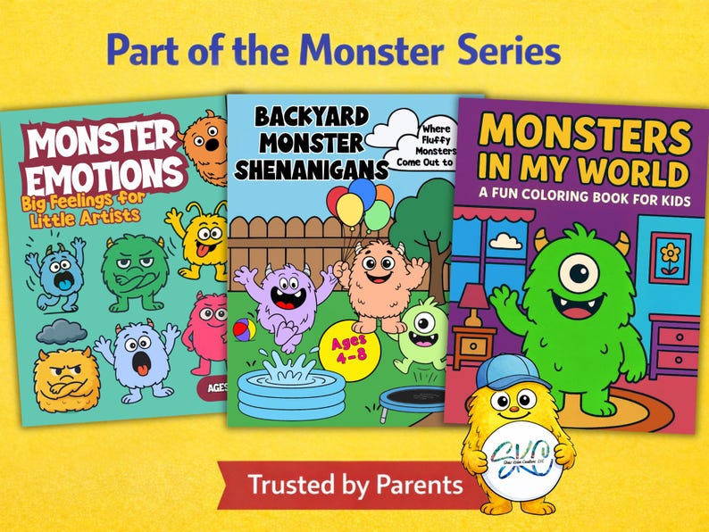 Monster Mash Coloring Pages for Kids 4–8 | Cute Monster Coloring Book ...