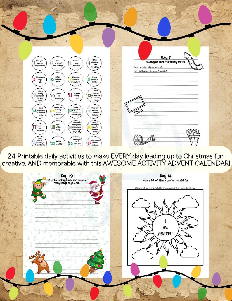 Printable Advent Calendar for Kids | 24 Days of Awesome Activities ...