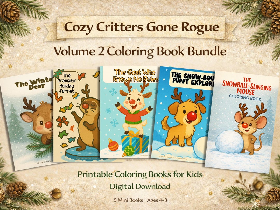 Cozy Critters Gone Rogue Coloring Books – Volume 2 | Printable Winter ...