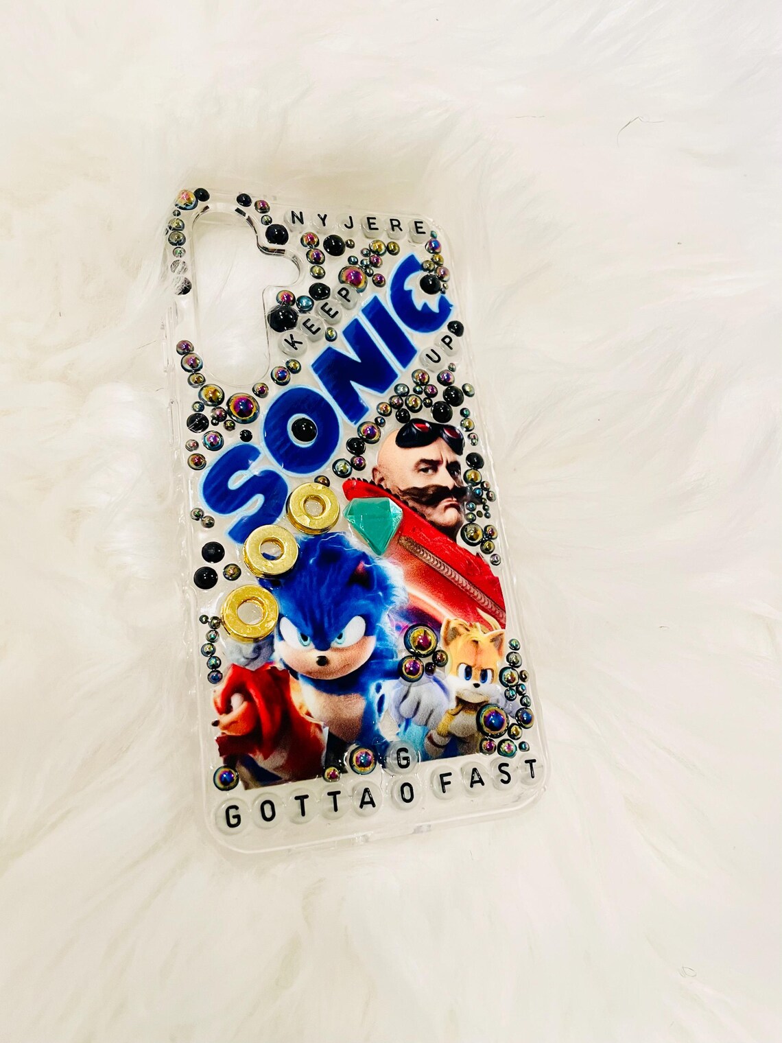 Go Go Fast Sonic the Hedgehog Junk Case Dark Blue Red & Gold Touches ...