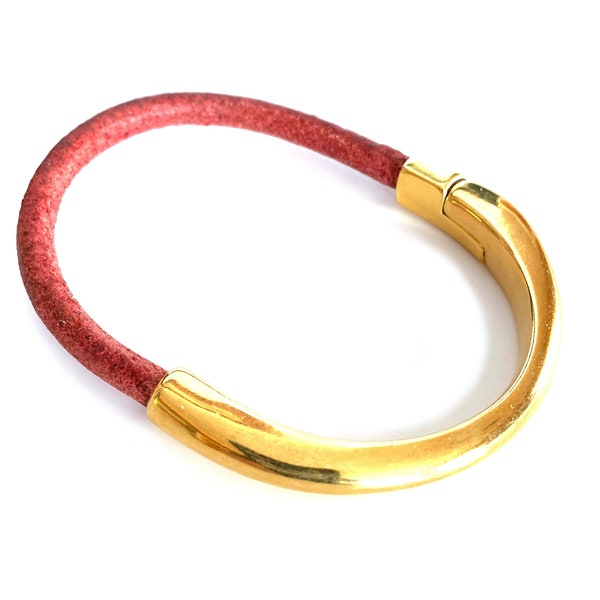 Red Leather Bracelet - Etsy