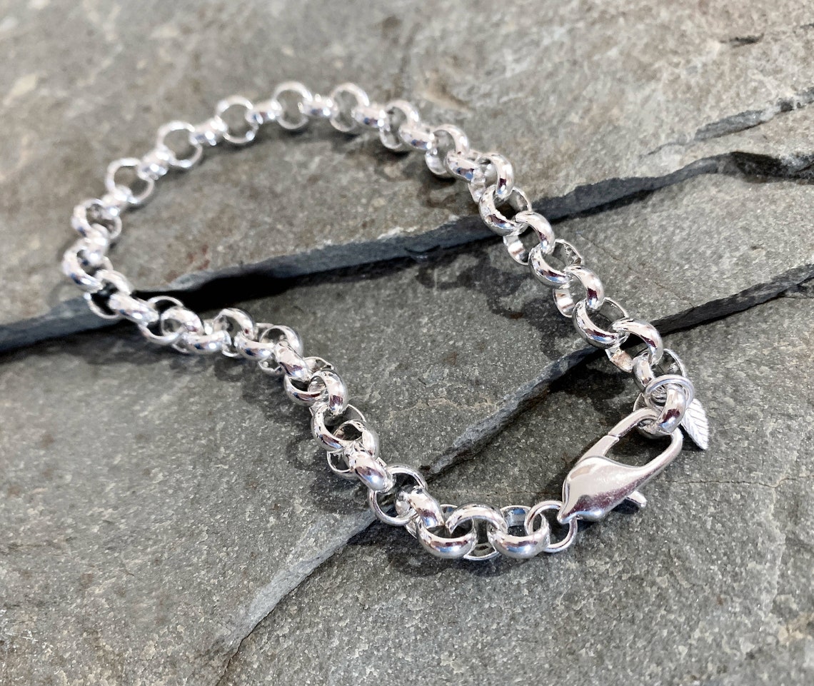 Chunky Rolo Chain Bracelet Choose Size Thick Silver Plated - Etsy