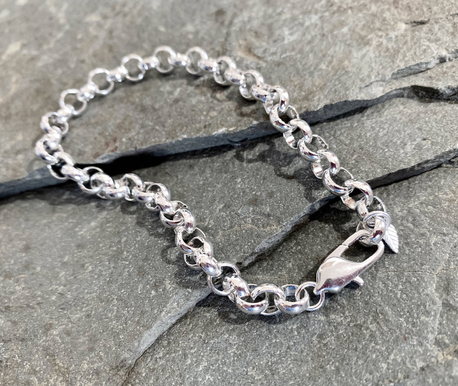 Chunky Rolo Chain Bracelet Choose Size Thick Silver Plated - Etsy
