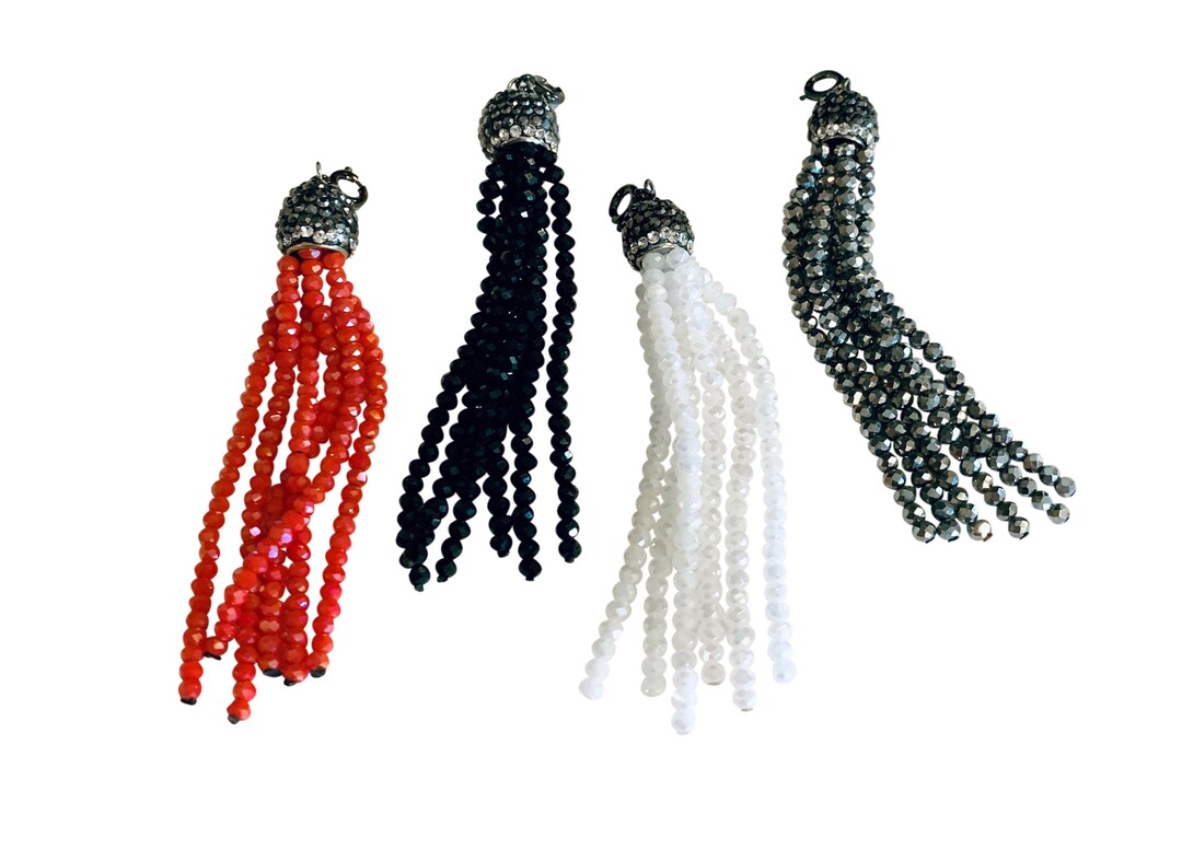 Crystal Tassels With Rhinestone Caps: Clip on Charm - Etsy