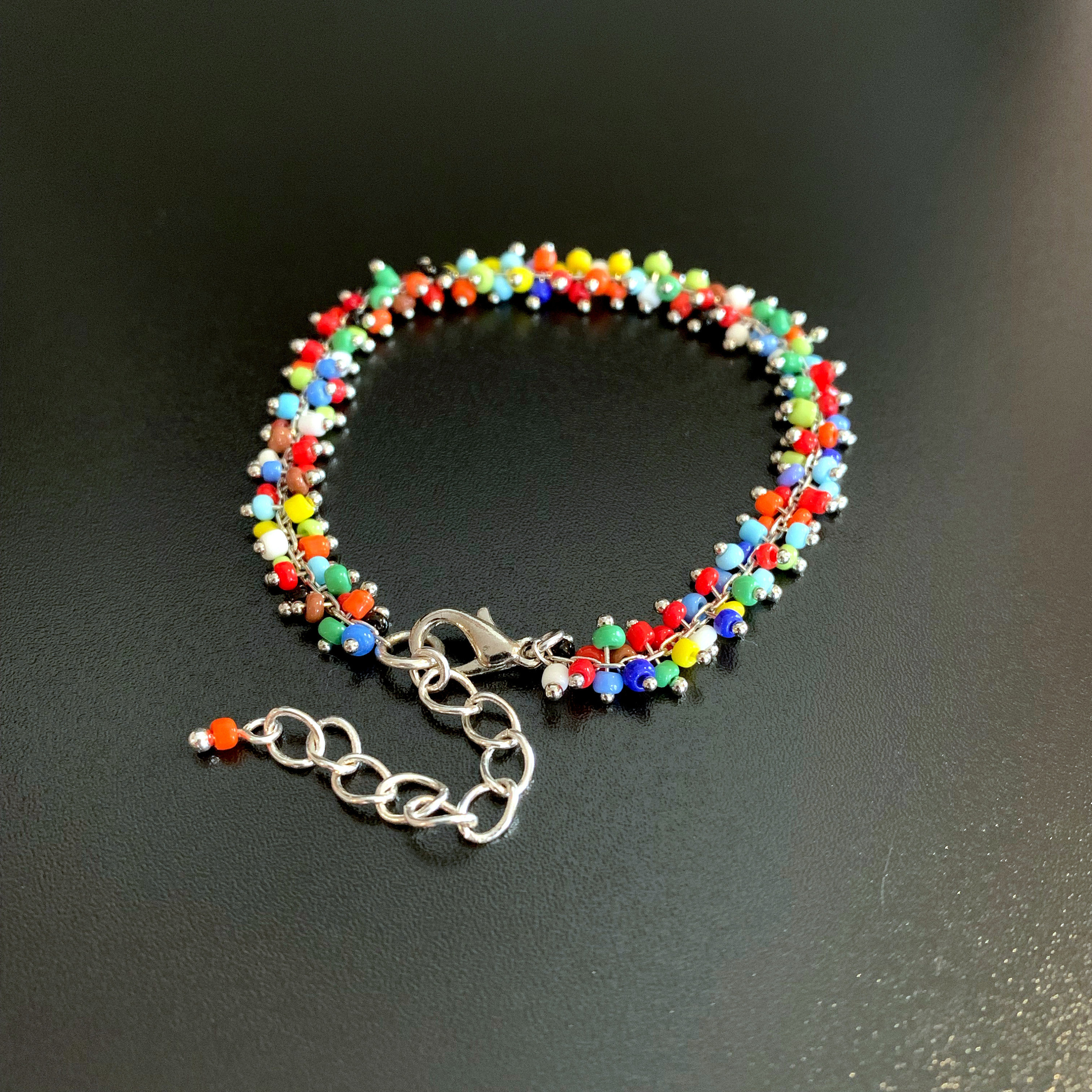 Dainty Multi Colored Beaded Chain Bracelet With Tiny Seed - Etsy