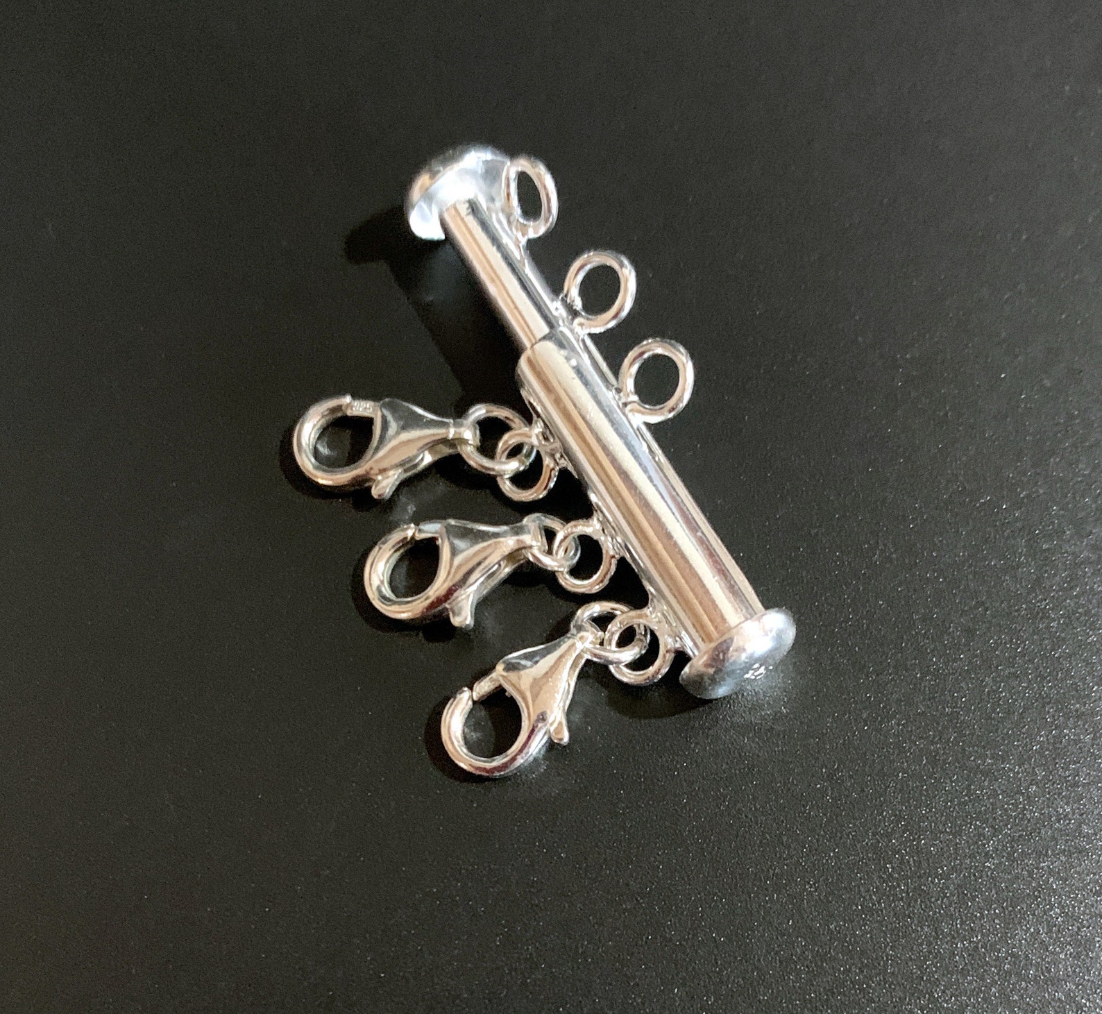 Sterling Silver 3 Strand Layering Clasp, Three Strand Necklet, Necklace ...