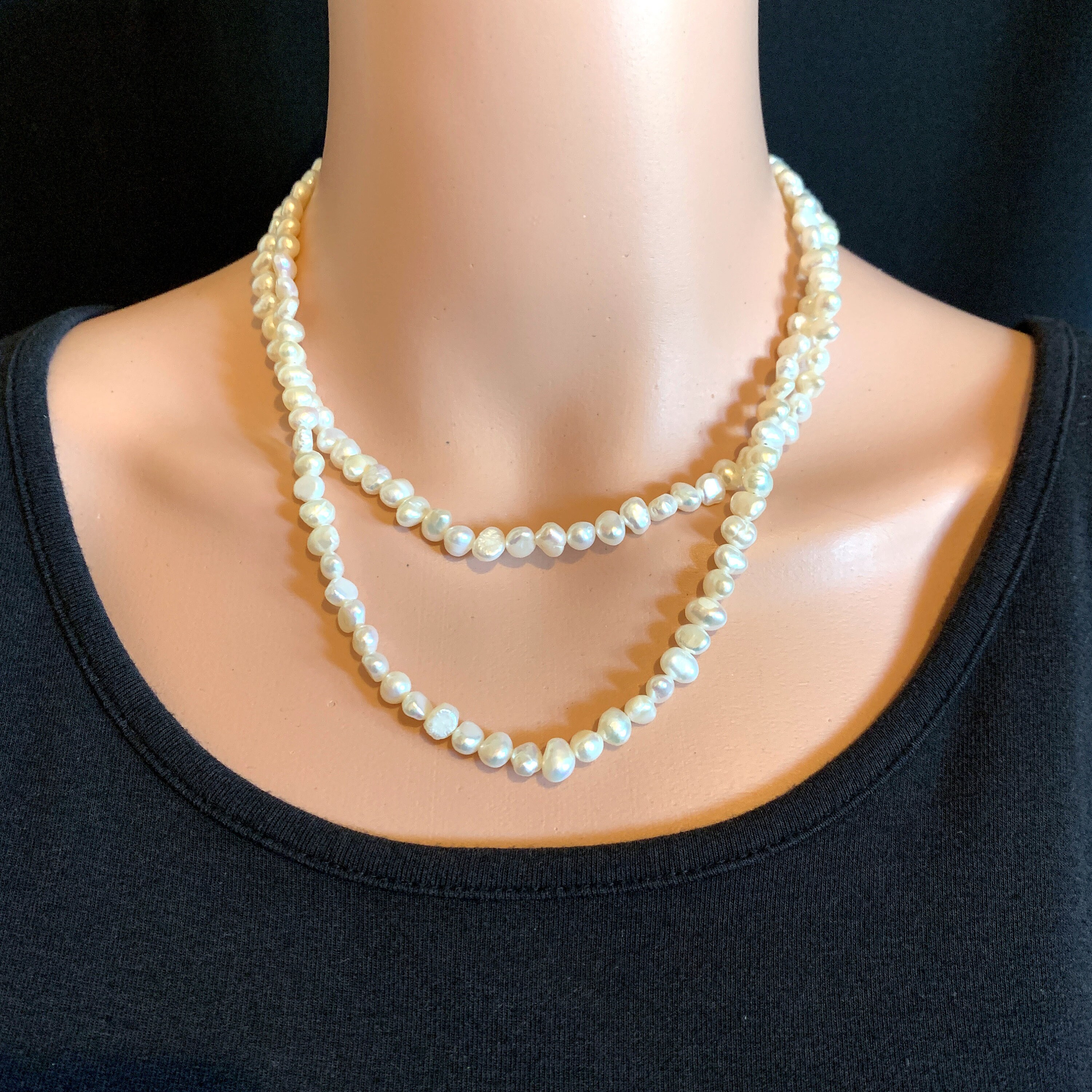 MAGNETIC Long Freshwater Baroque Pearl Necklace Magnetic - Etsy Israel