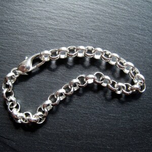 Chunky Rolo Chain Bracelet Choose Size Thick Silver Plated Bracelet ...