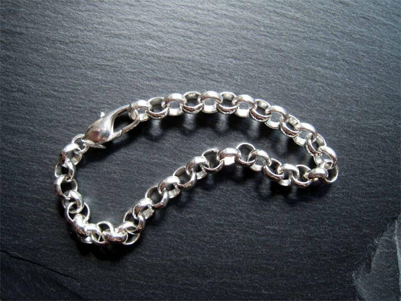 Chunky Rolo Chain Bracelet Choose Size Thick Silver Plated - Etsy
