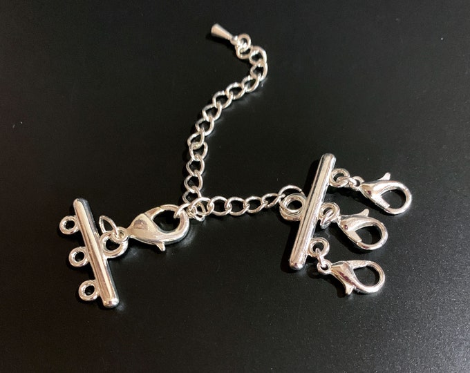 Three Strand Layering Clasp, Silver Plated Necklet, Silver Clasp to ...