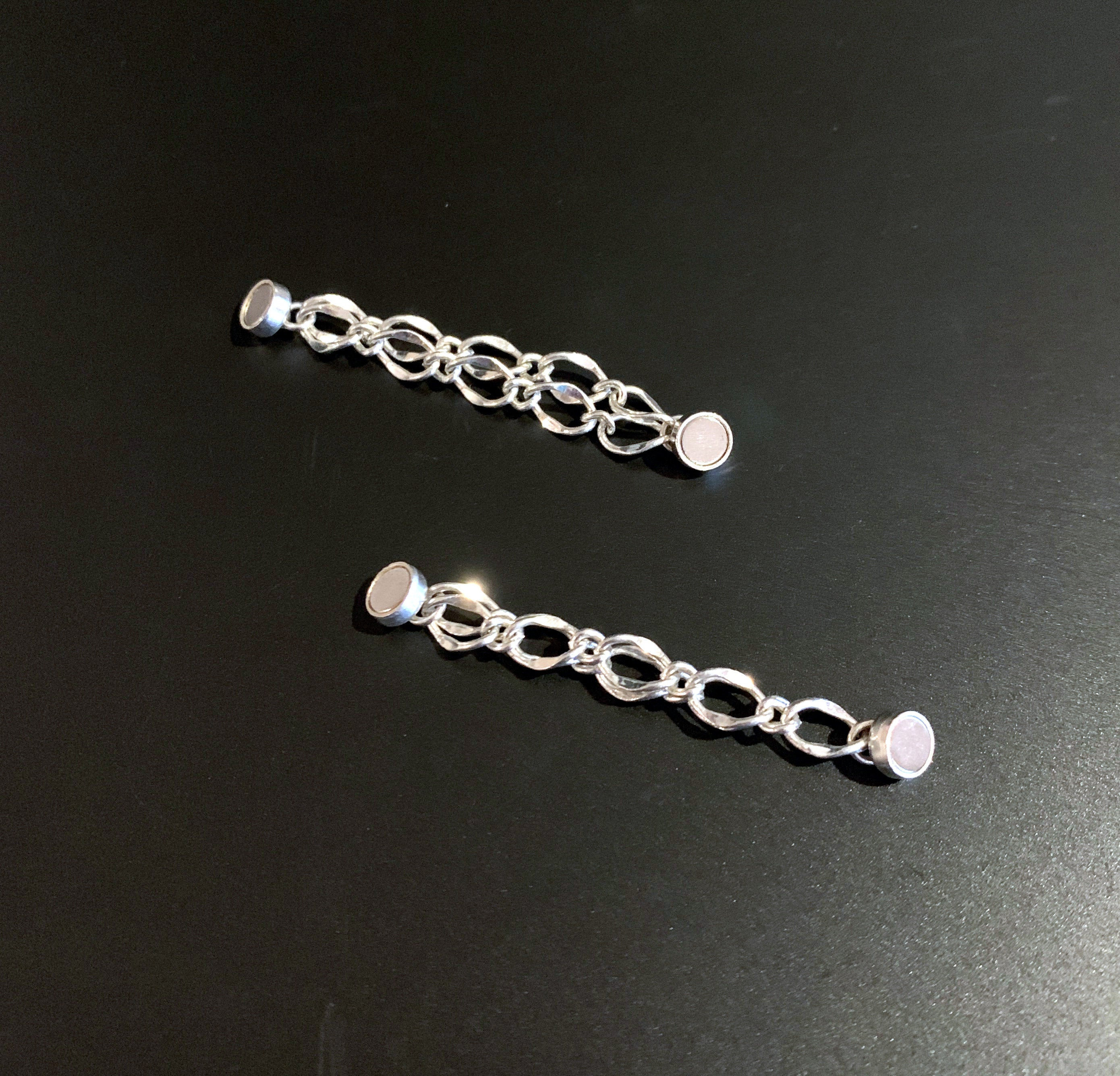 A Pair of 2 Magnetic Chain Extender Links, Multi Use Silver Chain Links ...
