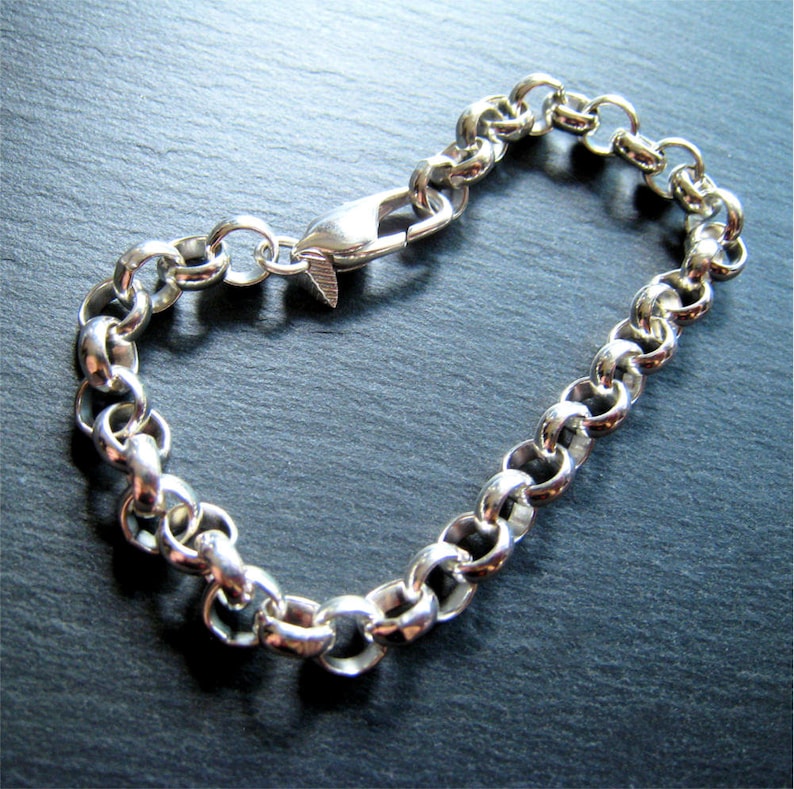 Chunky Rolo Chain Bracelet Choose Size Thick Silver Plated - Etsy