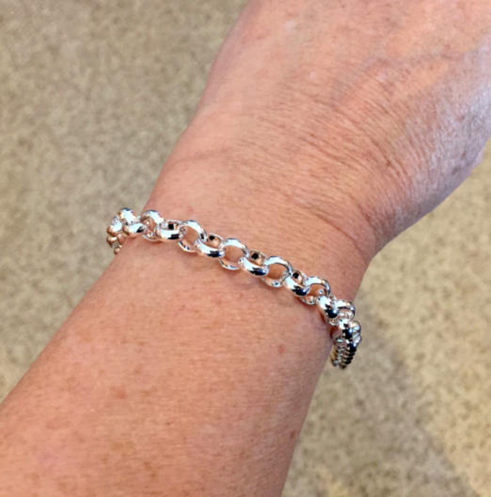 Chunky Rolo Chain Bracelet Choose Size Thick Silver Plated - Etsy