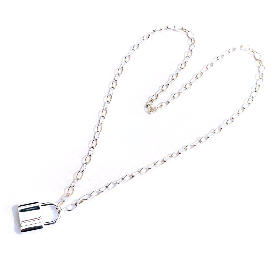 Womens Chain Necklace With Working Padlock,sterling Chain Necklace With ...