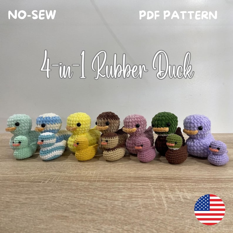 Rubber Duck Crochet Pattern | 4-in-1 No-sew Amigurumi (PDF Pattern) - Etsy